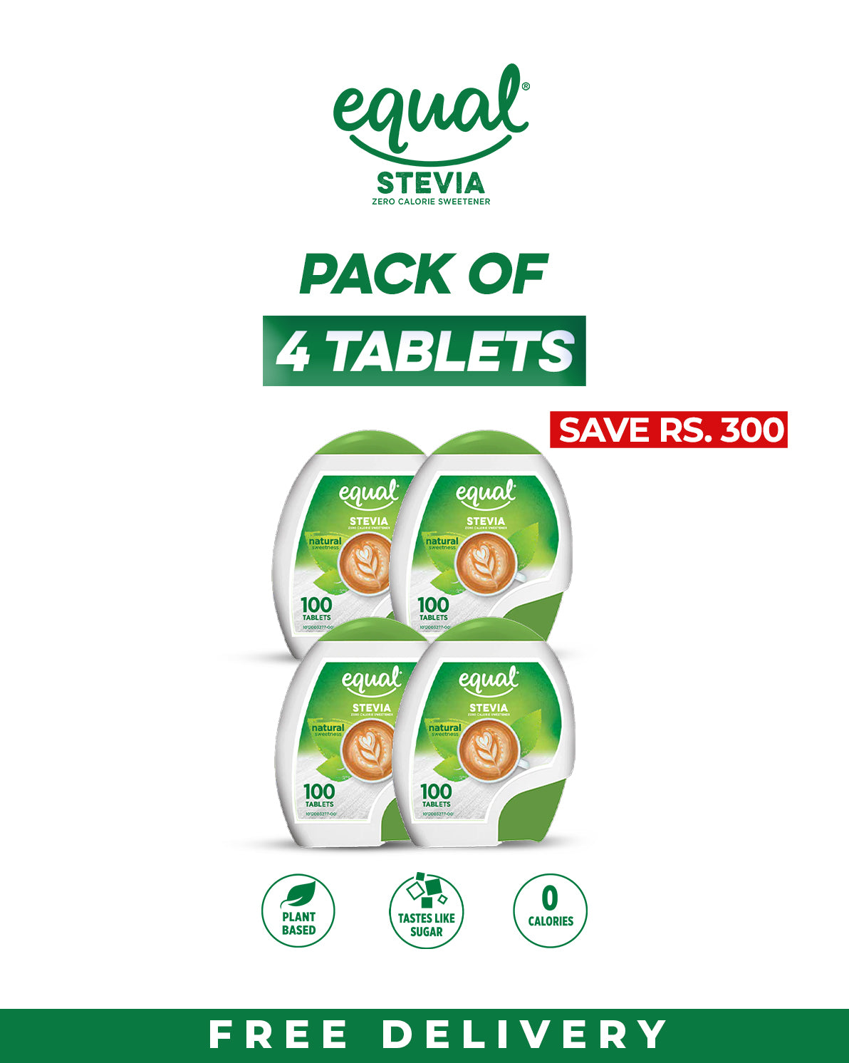 Pack of 4 Equal Stevia Tablets